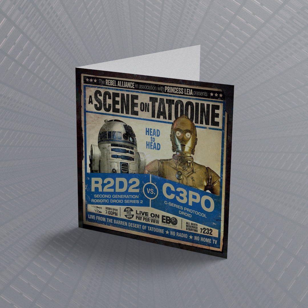 Star Wars Vintage Fight Style Greeting Card - R2D2 Vs C3PO - Etsy