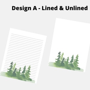 Green Forest Printable Stationery Paper, Digital Tree Note Paper ...