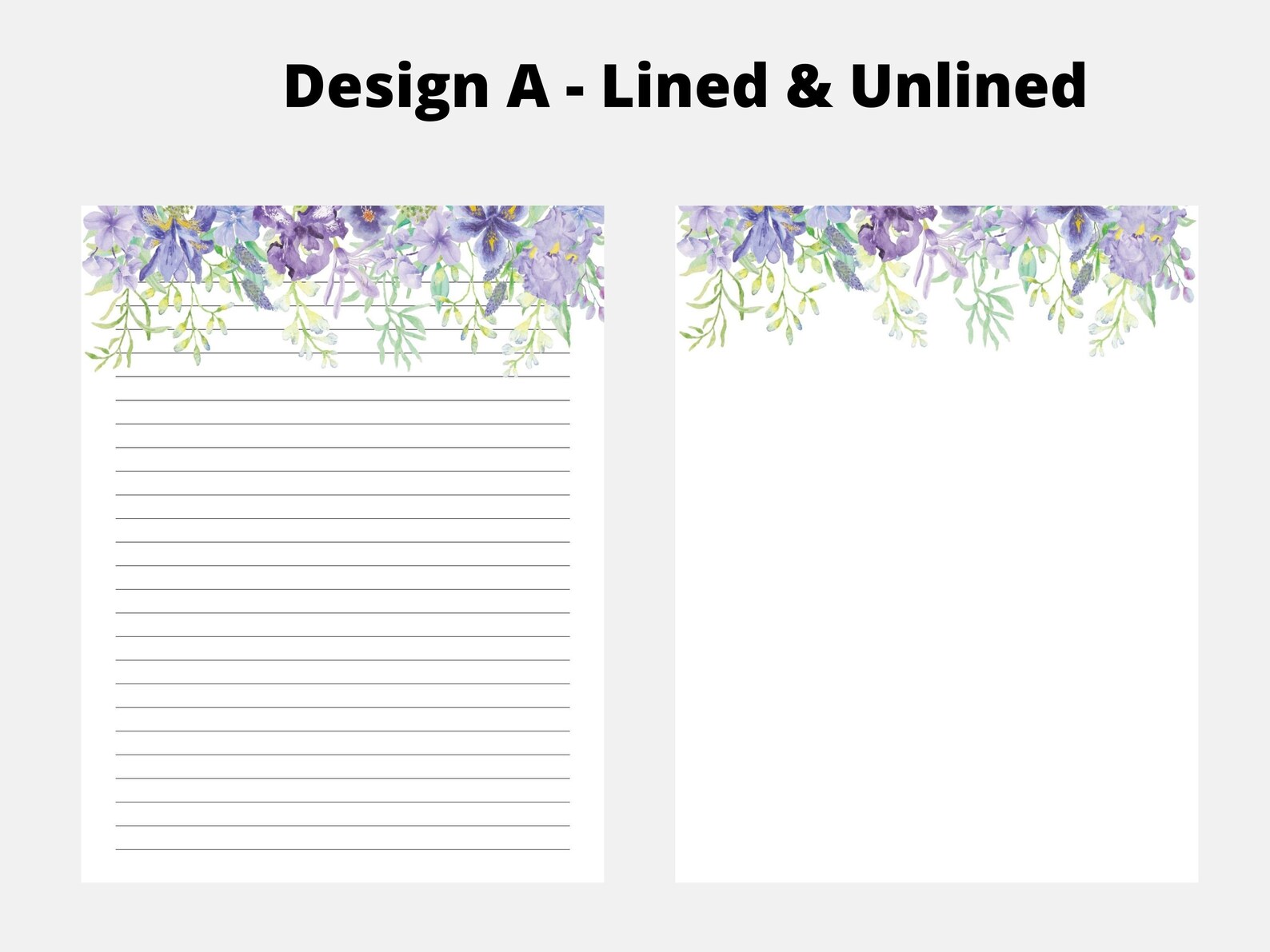 Purple Floral Printable Letter Writing Paper, Printable Stationery ...