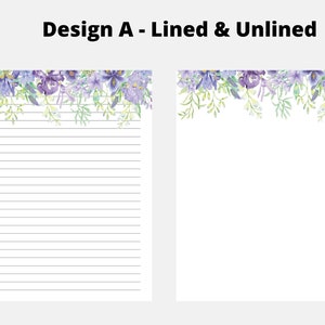 Purple Floral Printable Letter Writing Paper, Printable Stationery ...