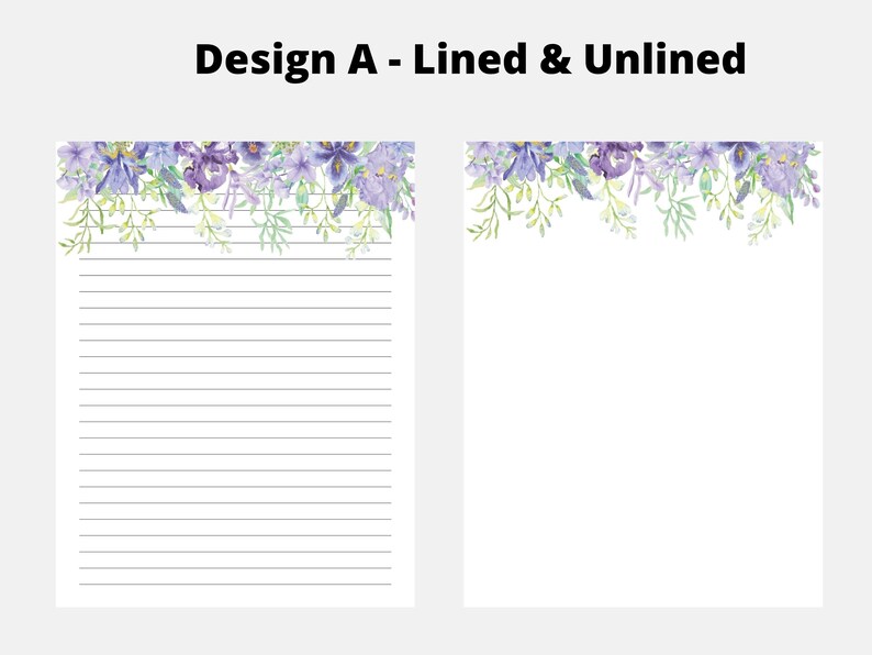 Purple Floral Printable Letter Writing Paper, Printable Stationery ...