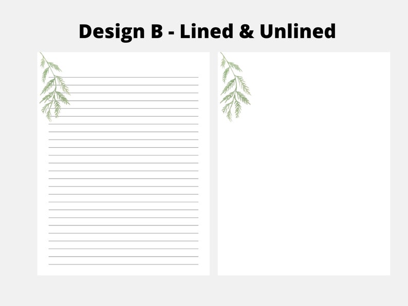 Greenery Printable Stationery, Digital Botanical Letter Writing Paper ...