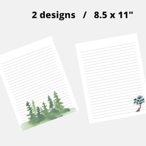 Green Forest Printable Stationery Paper, Digital Tree Note Paper ...