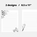 Printable Black & White Floral Stationery, Digital Letter Writing Paper ...