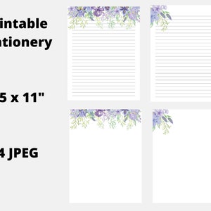 Purple Floral Printable Letter Writing Paper, Printable Stationery ...