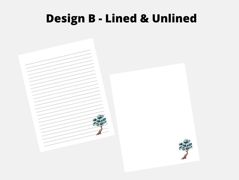Green Forest Printable Stationery Paper, Digital Tree Note Paper ...