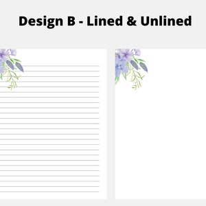 Purple Floral Printable Letter Writing Paper, Printable Stationery ...