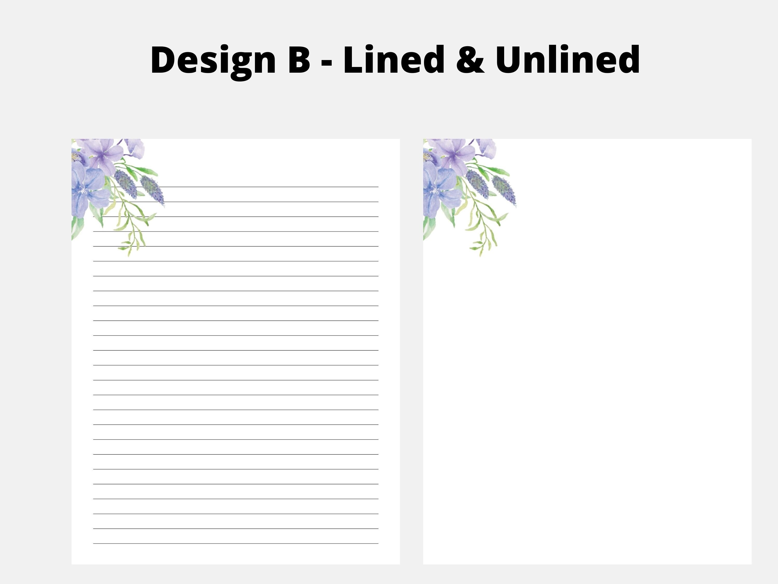 Purple Floral Printable Letter Writing Paper, Printable Stationery ...