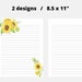 Printable Sunflower Letter Writing Paper, Floral Printable Stationery ...