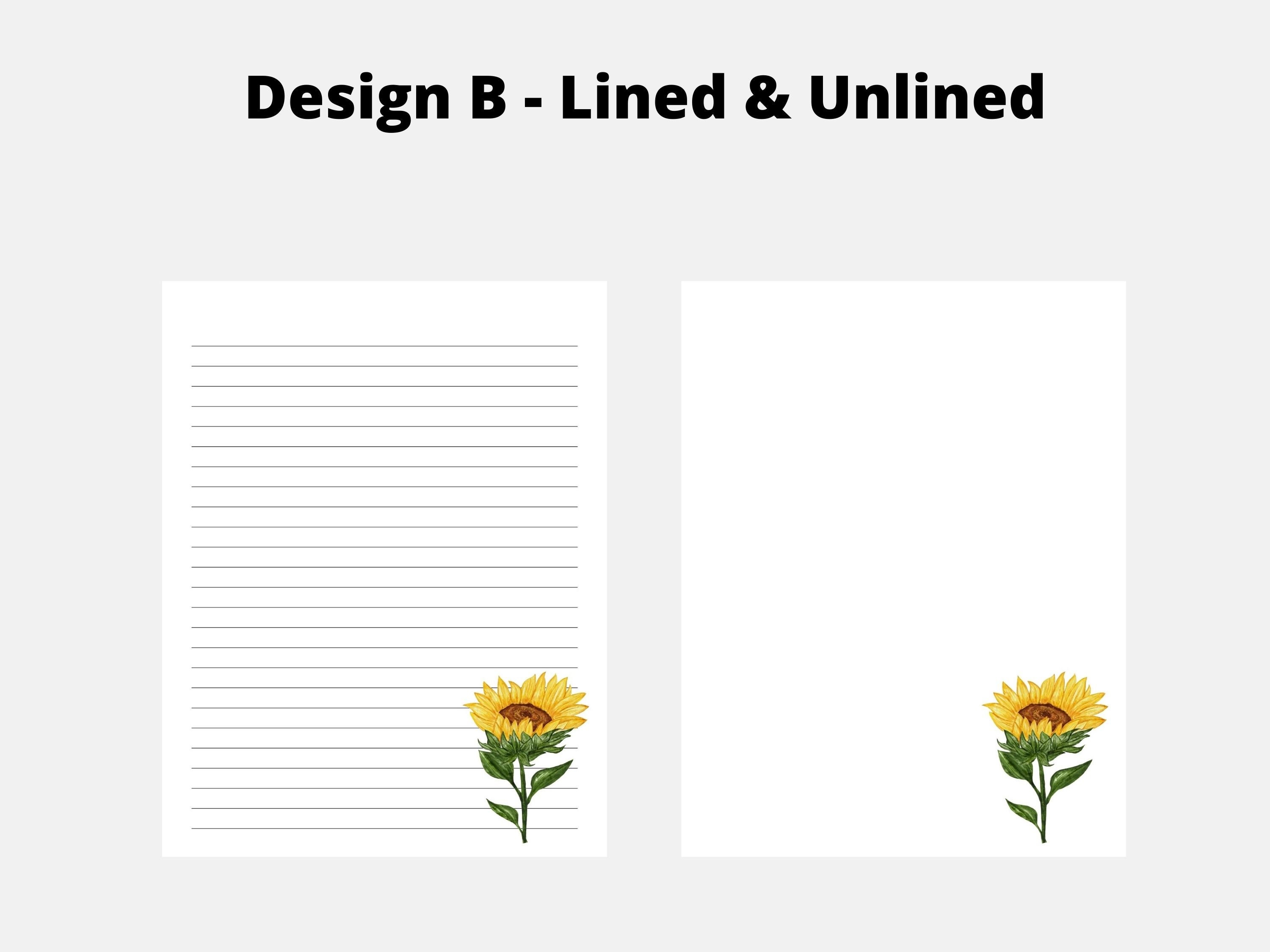 Sunflower Printable Letter Writing Paper, Digital Download, Printable ...