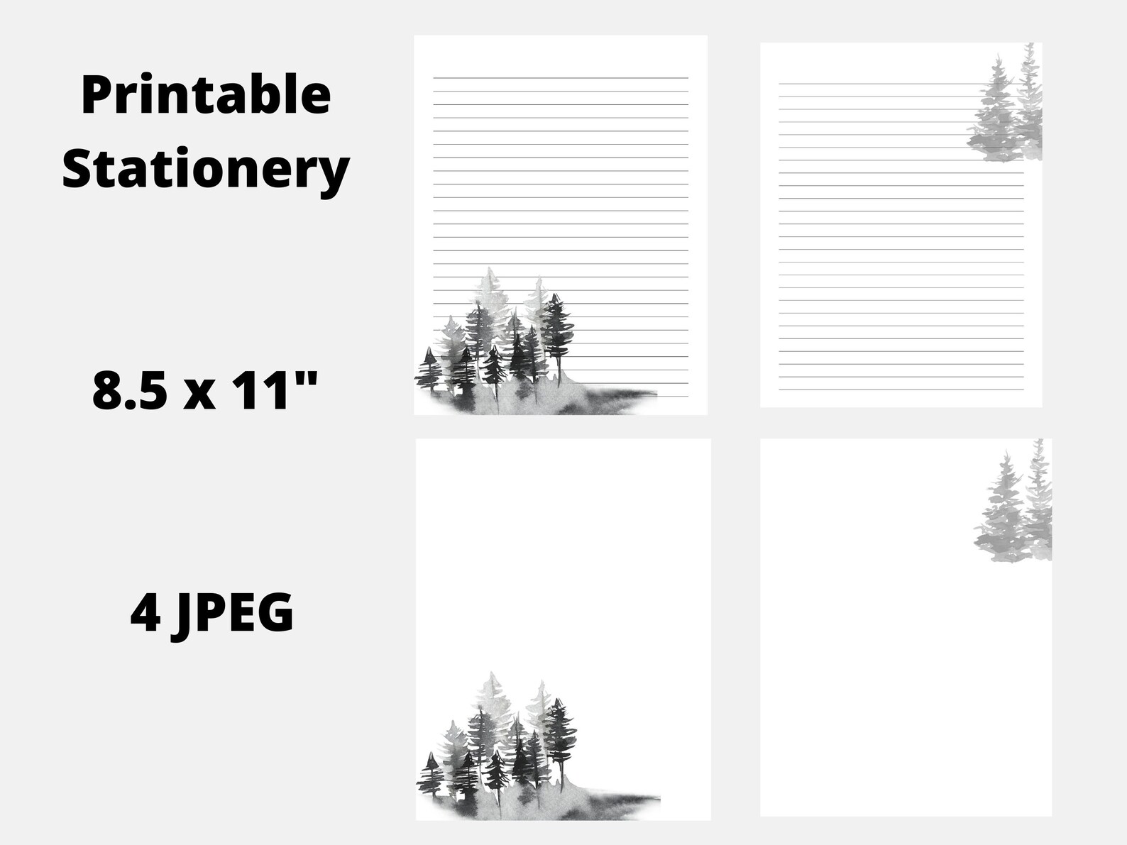 Forest Printable Stationery Printable Black White Tree Etsy Ireland forest-printable-stationery-printable-black-white-tree-etsy-ireland