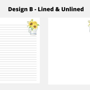 Printable Sunflower Letter Writing Paper, Floral Printable Stationery ...
