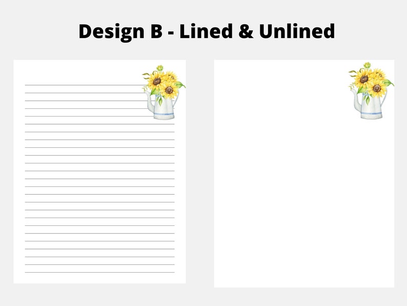 Printable Sunflower Letter Writing Paper, Floral Printable Stationery ...