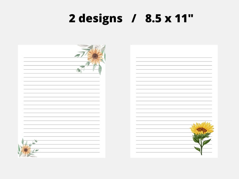 Sunflower Printable Letter Writing Paper Digital Download - Etsy
