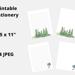 Green Forest Printable Stationery Paper, Digital Tree Note Paper ...