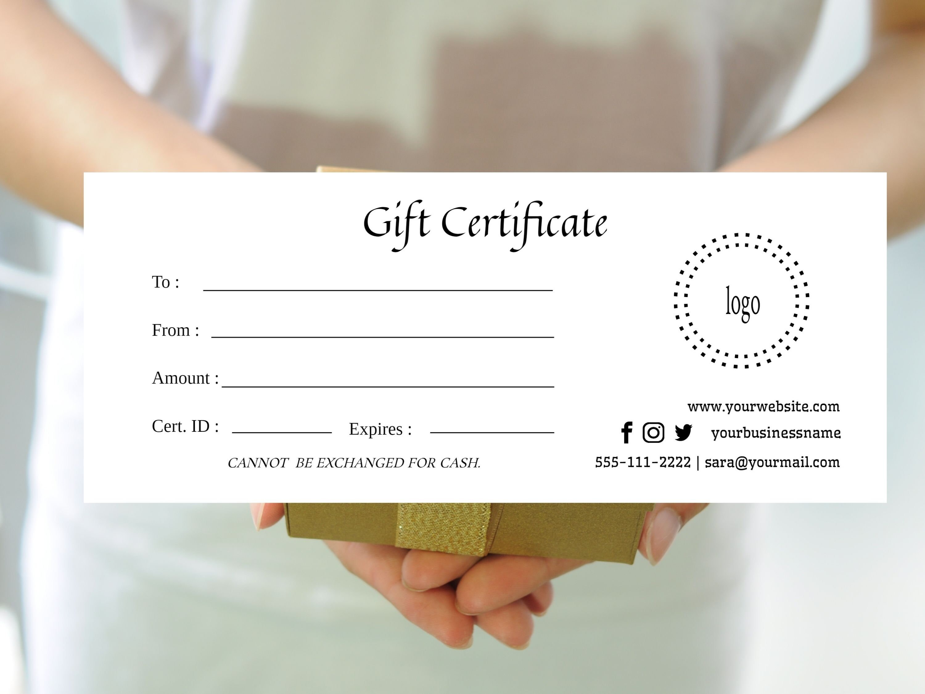 Minimalist, Add Logo, Modern Gift Certificate Editable Template ...