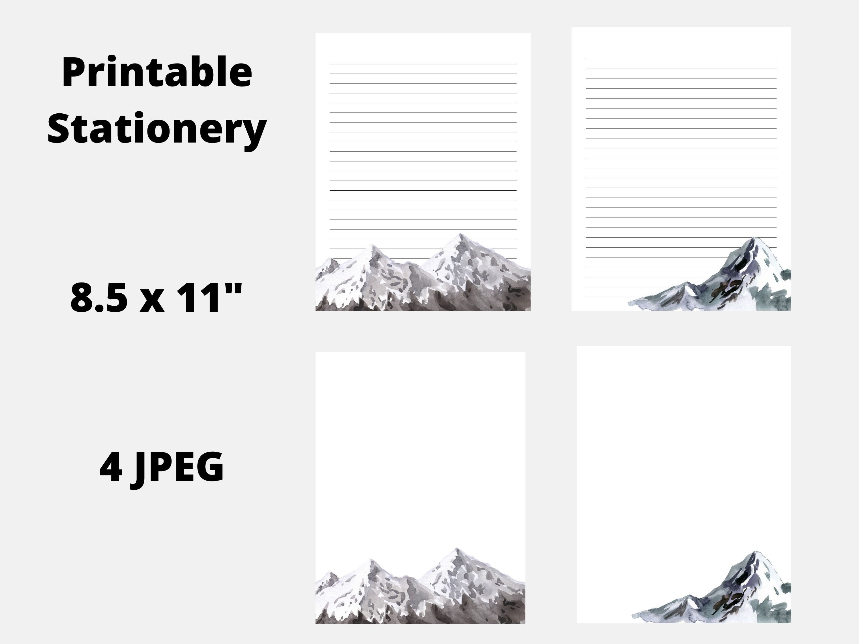 Mountain Printable Stationery, Printable Monochrome Nature Letter ...