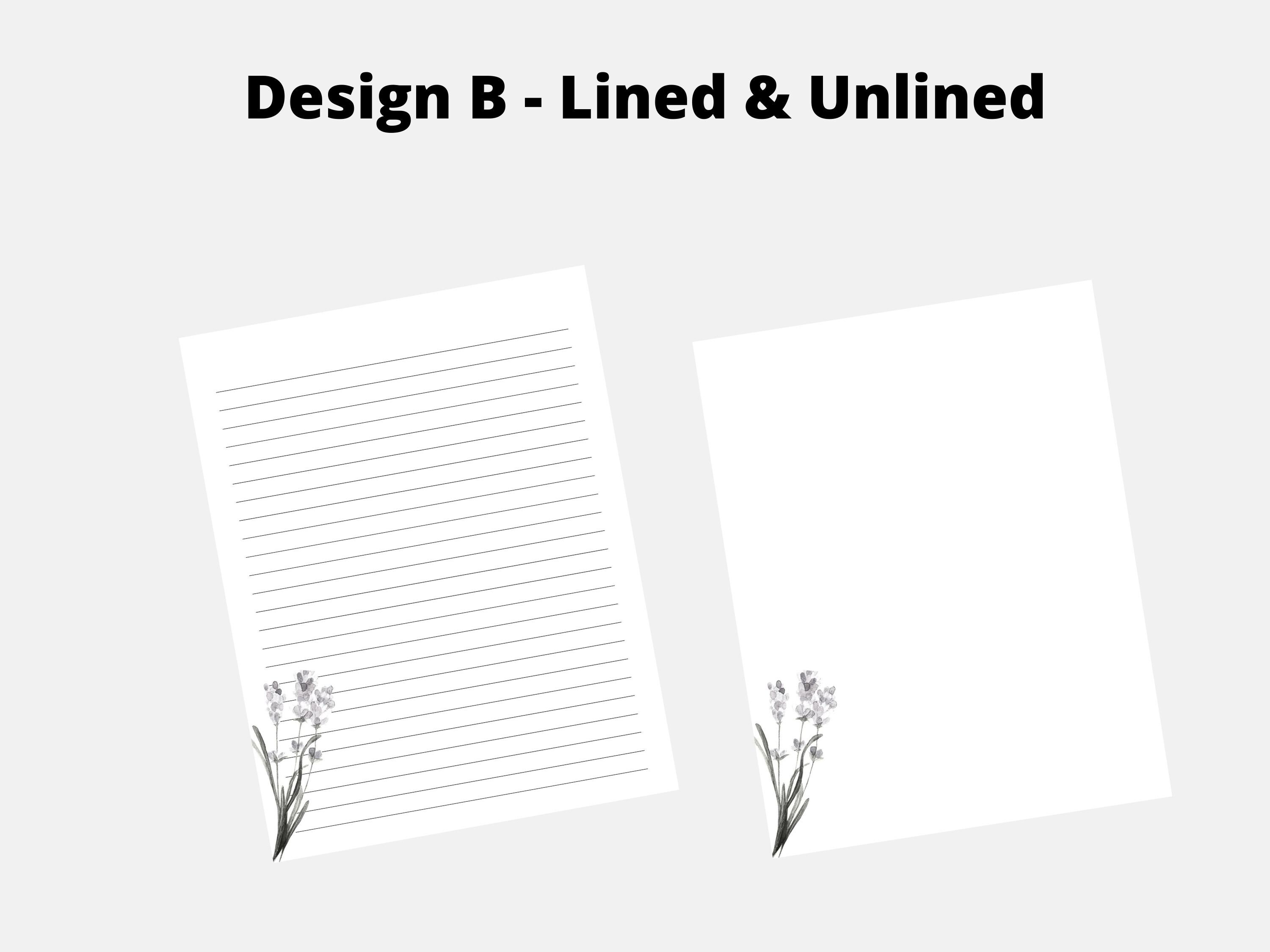 Printable Black & White Floral Stationery, Digital Letter Writing Paper ...