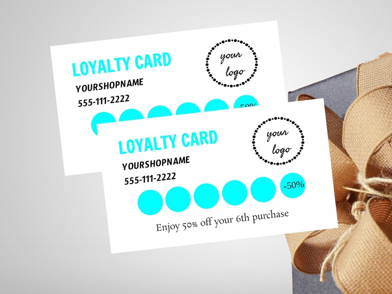 Add Logo, Printable Customer Loyalty Card Template, Minimalist, Premade ...