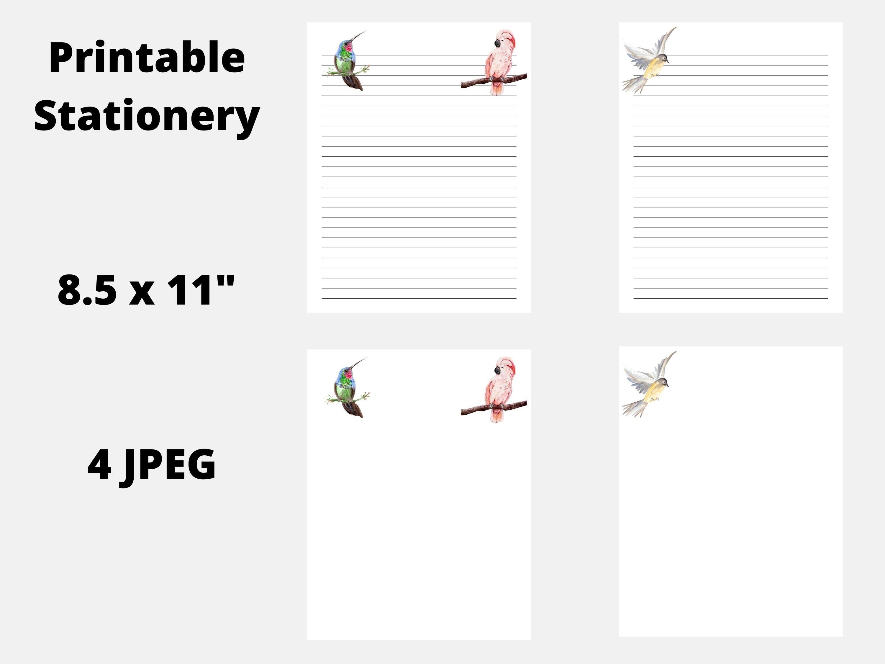 Printable Birds Letter Writing Paper, Animal Printable Stationery ...