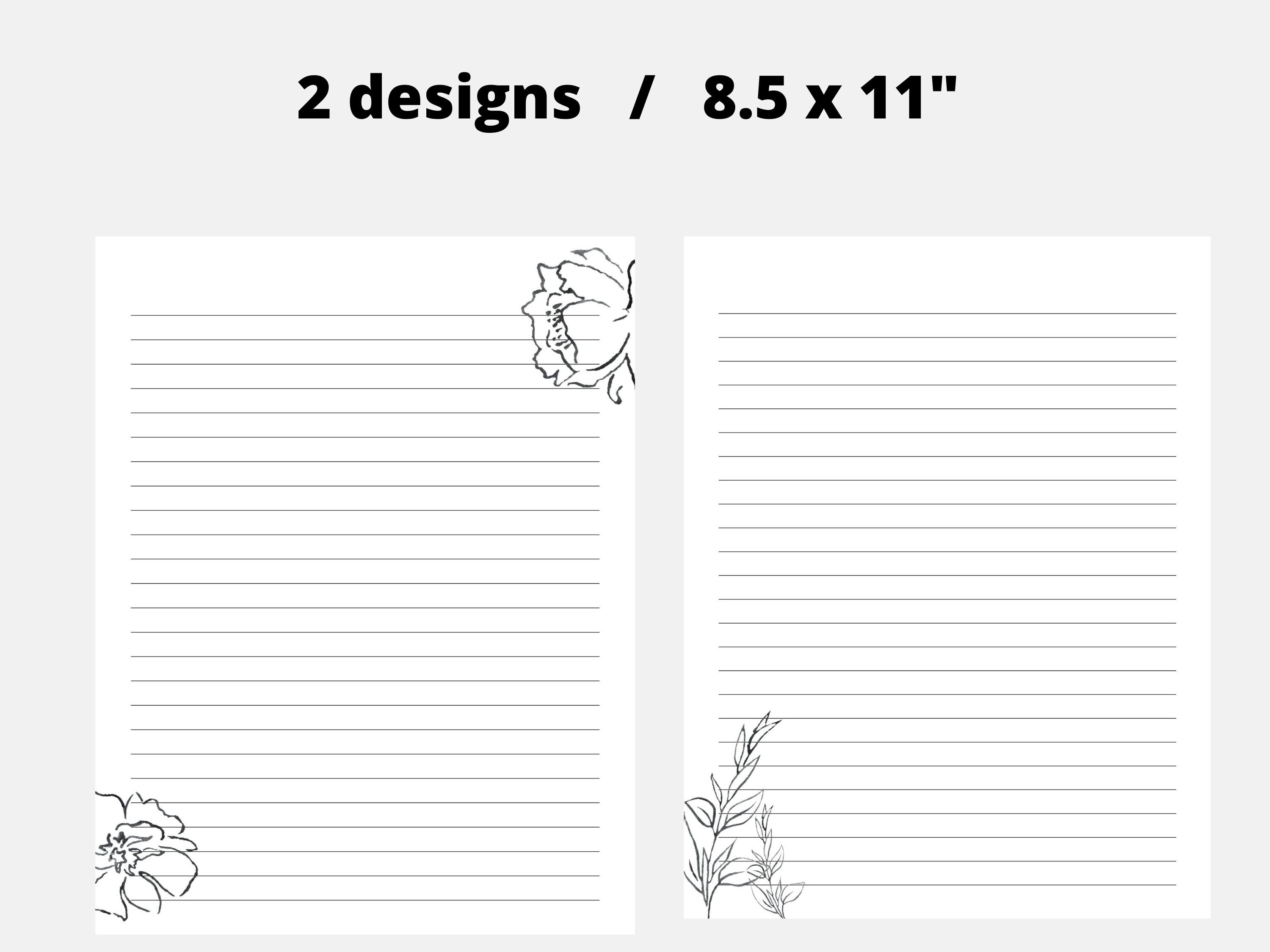 Floral Printable Stationery, Printable Black & White Botanical Letter ...