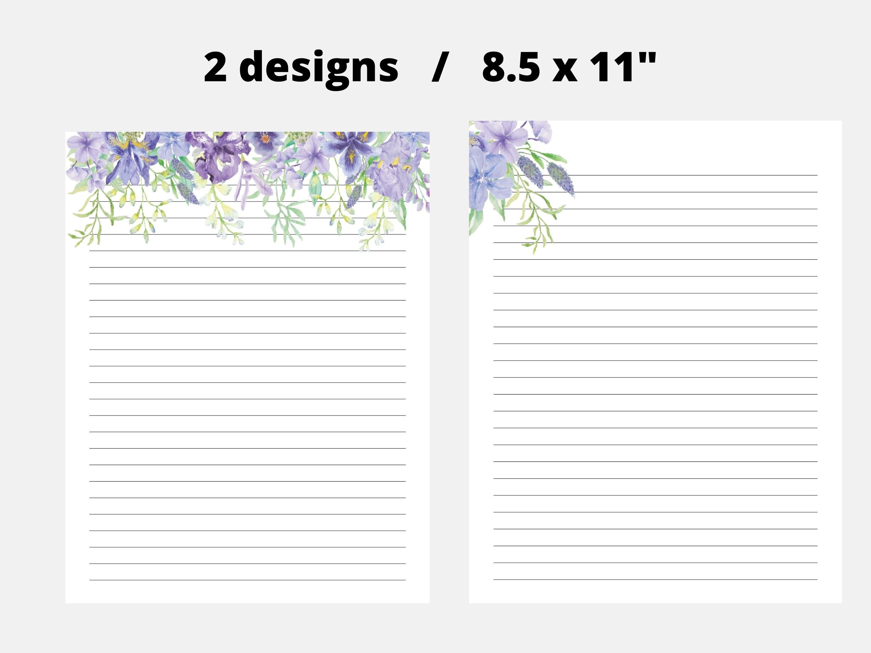 Purple Floral Printable Letter Writing Paper, Printable Stationery ...