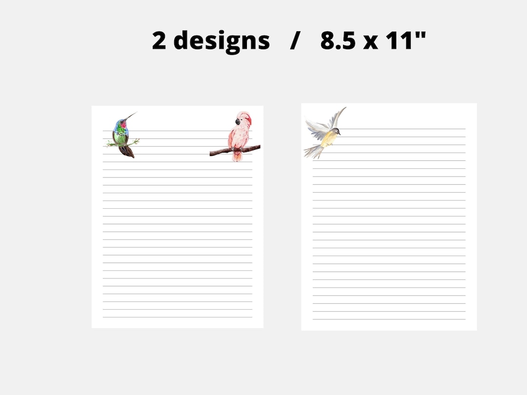 Printable Birds Letter Writing Paper, Animal Printable Stationery ...