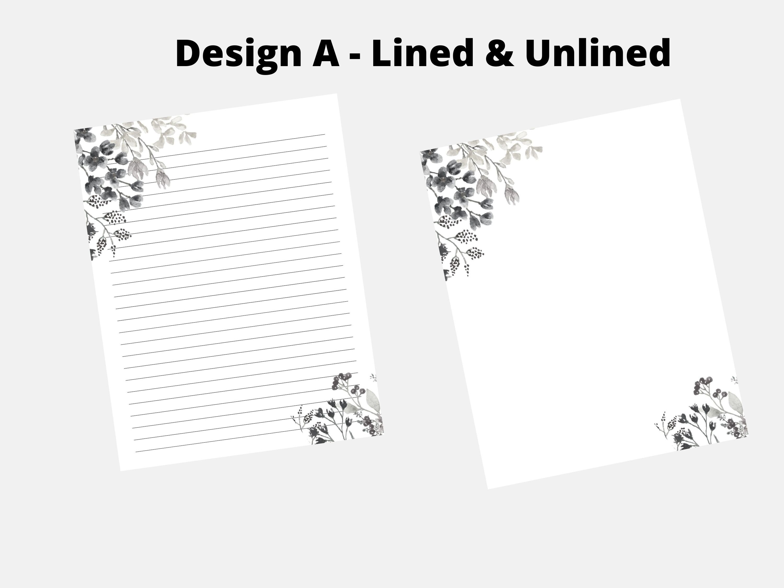 Printable Black & White Floral Stationery, Digital Letter Writing Paper ...