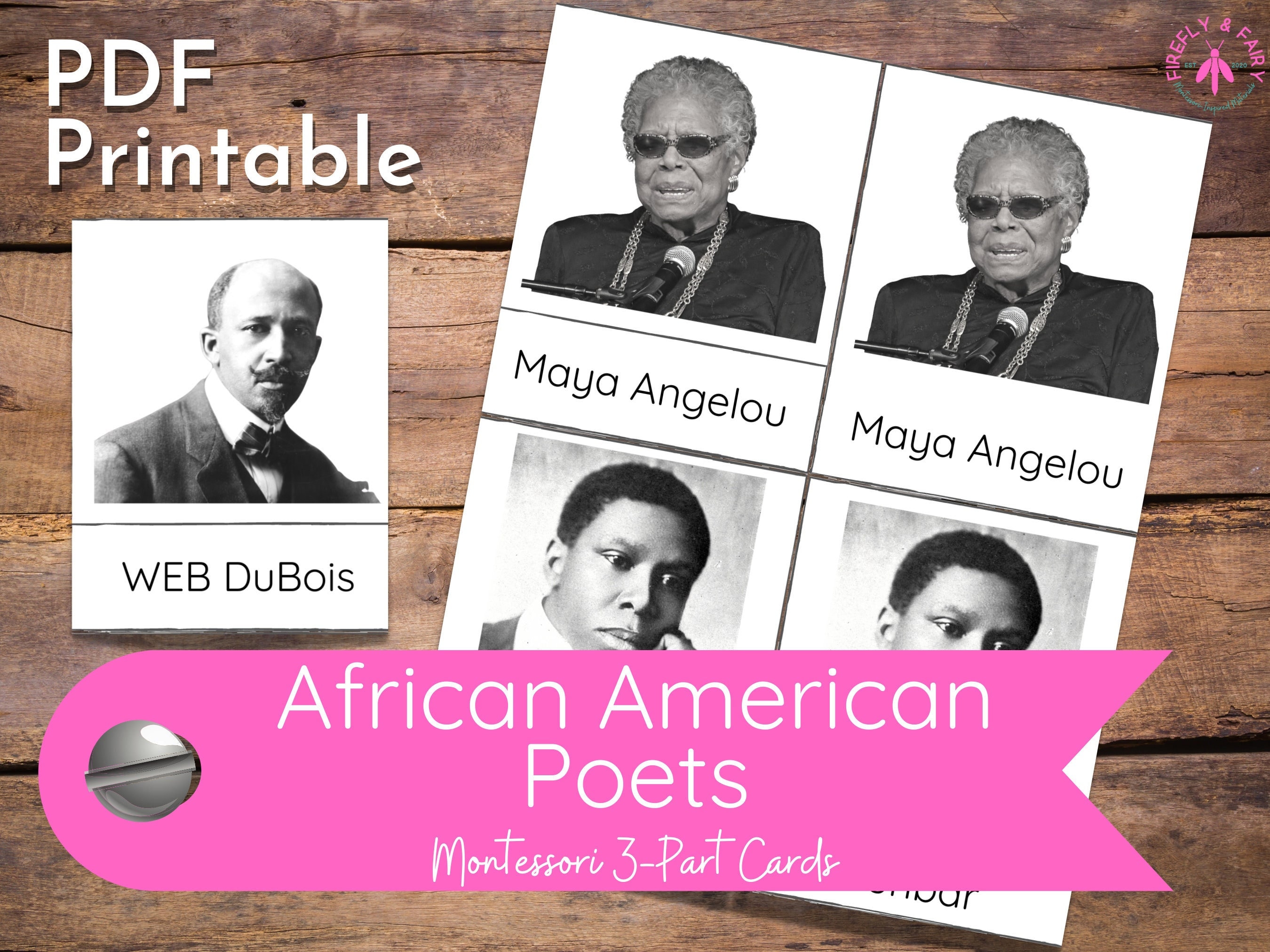 Afrikanische amerikanische Dichter Montessori 3 Teil Karten / Black ...