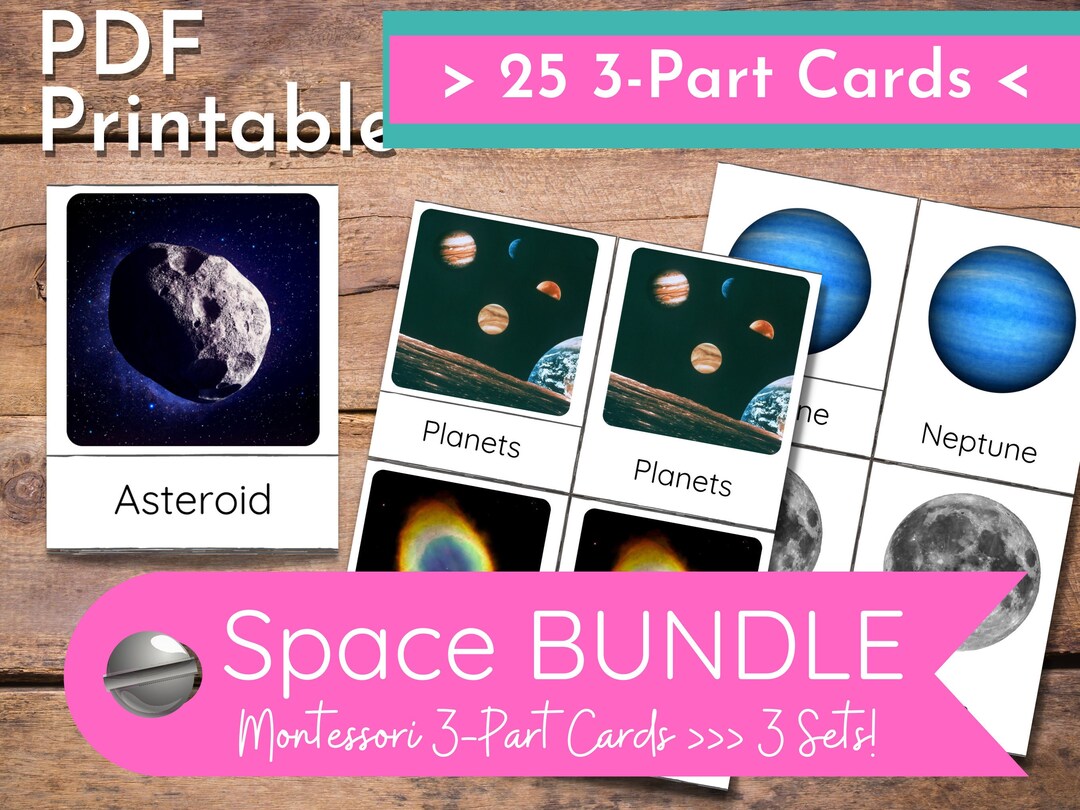 BUNDLE: Space Montessori 3-part Cards Set the Universe and the Solar ...