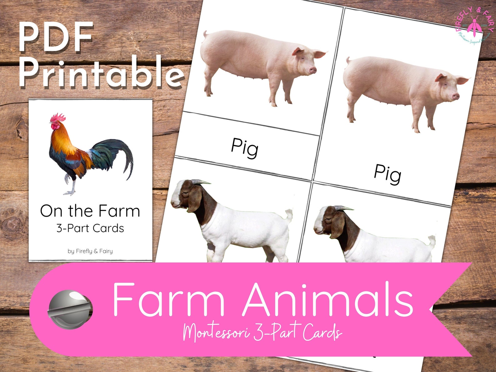 On the Farm Animals Montessori Nomenclature 3-part Cards for - Etsy