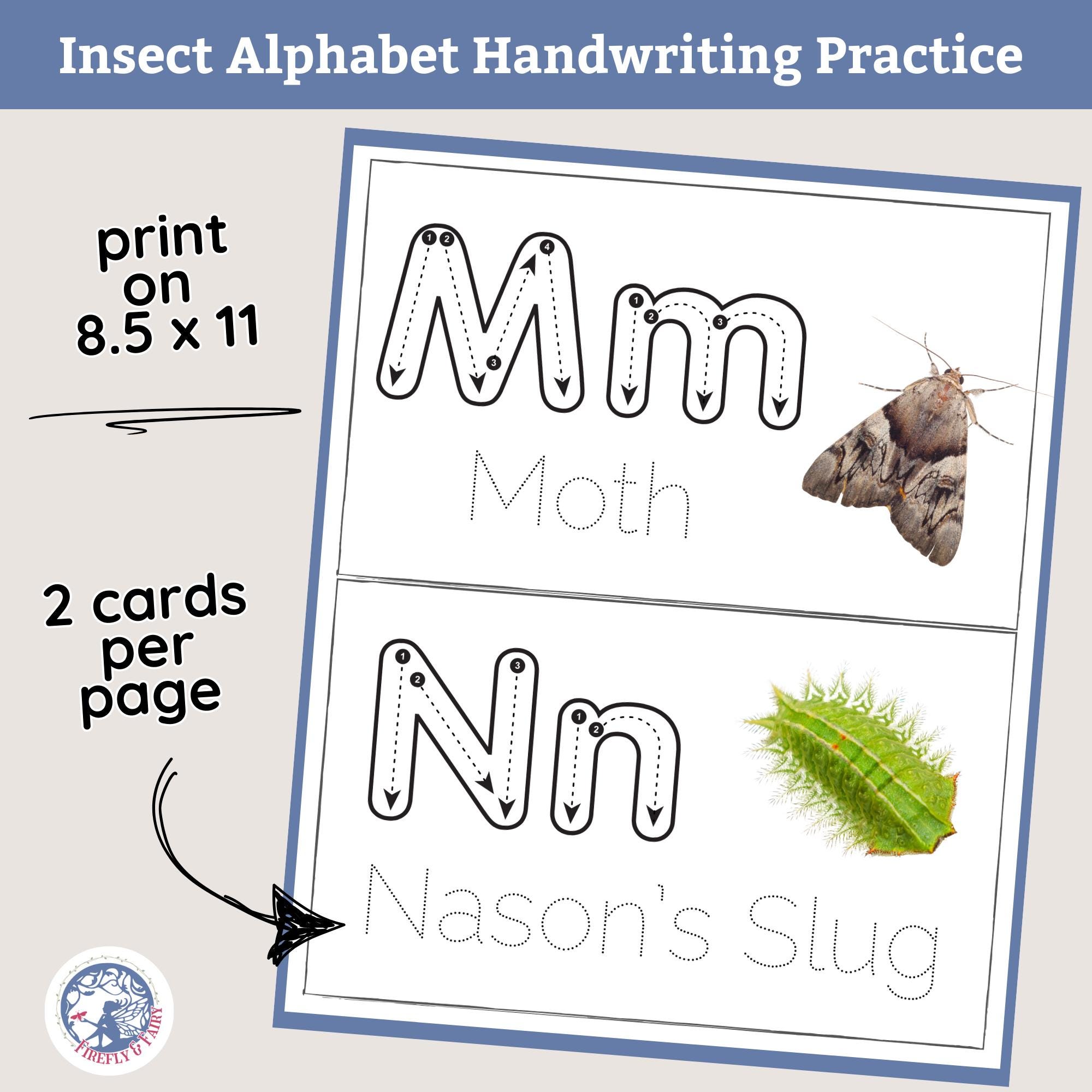 Insect Alphabet Handwriting Worksheet Color Photos Letter Formation ...