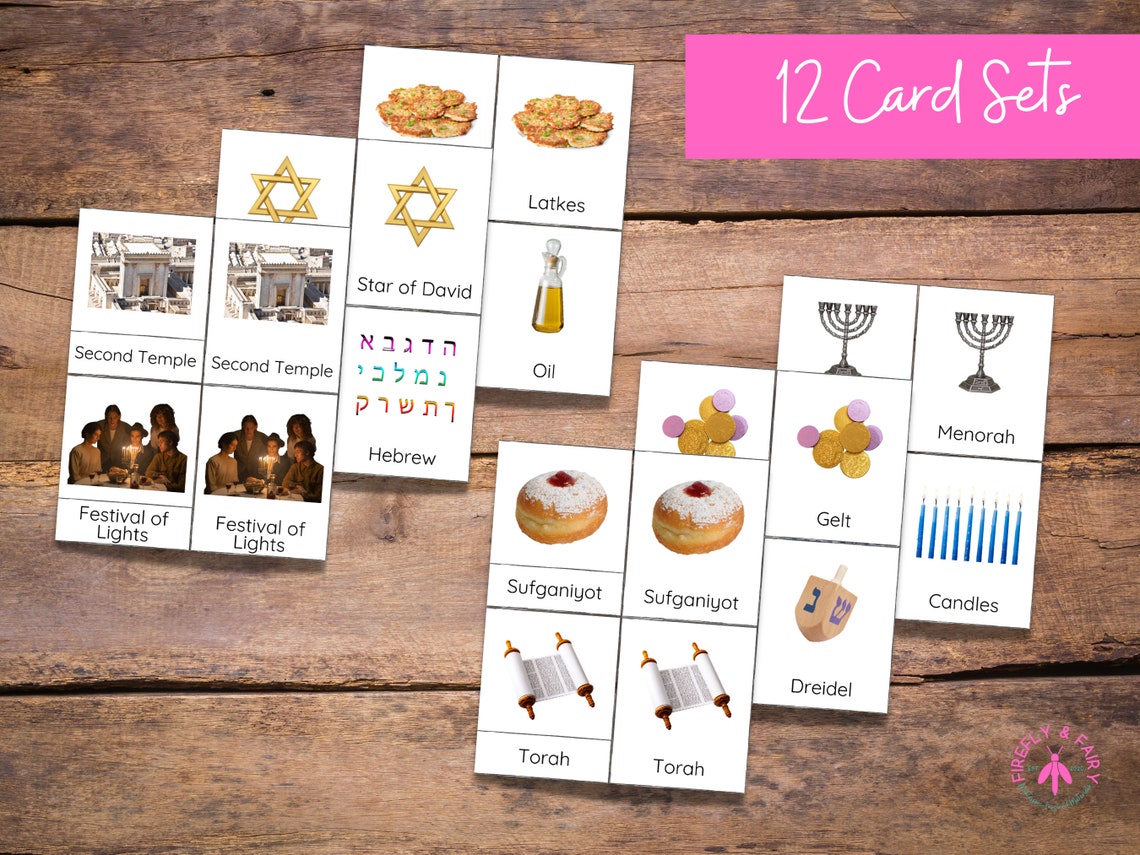 Hanukkah Festival of Lights Montessori Nomenclature 3-part Cards ...