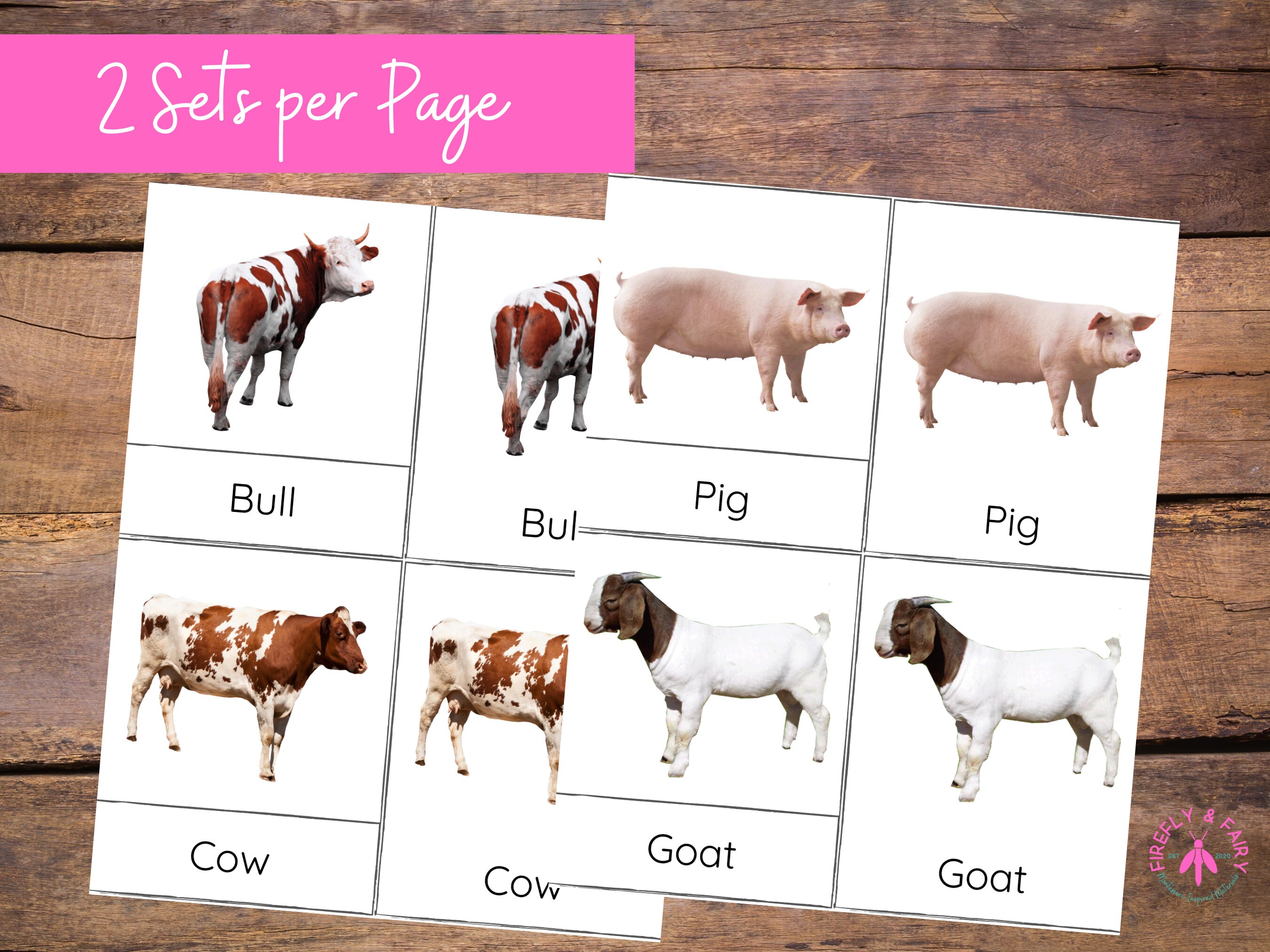 On the Farm Animals Montessori Nomenclature 3-part Cards for Homeschool ...