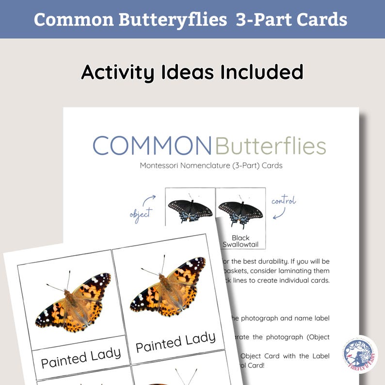 Backyard Butterflies Three Part Cards Set & Printable Nature Study ...