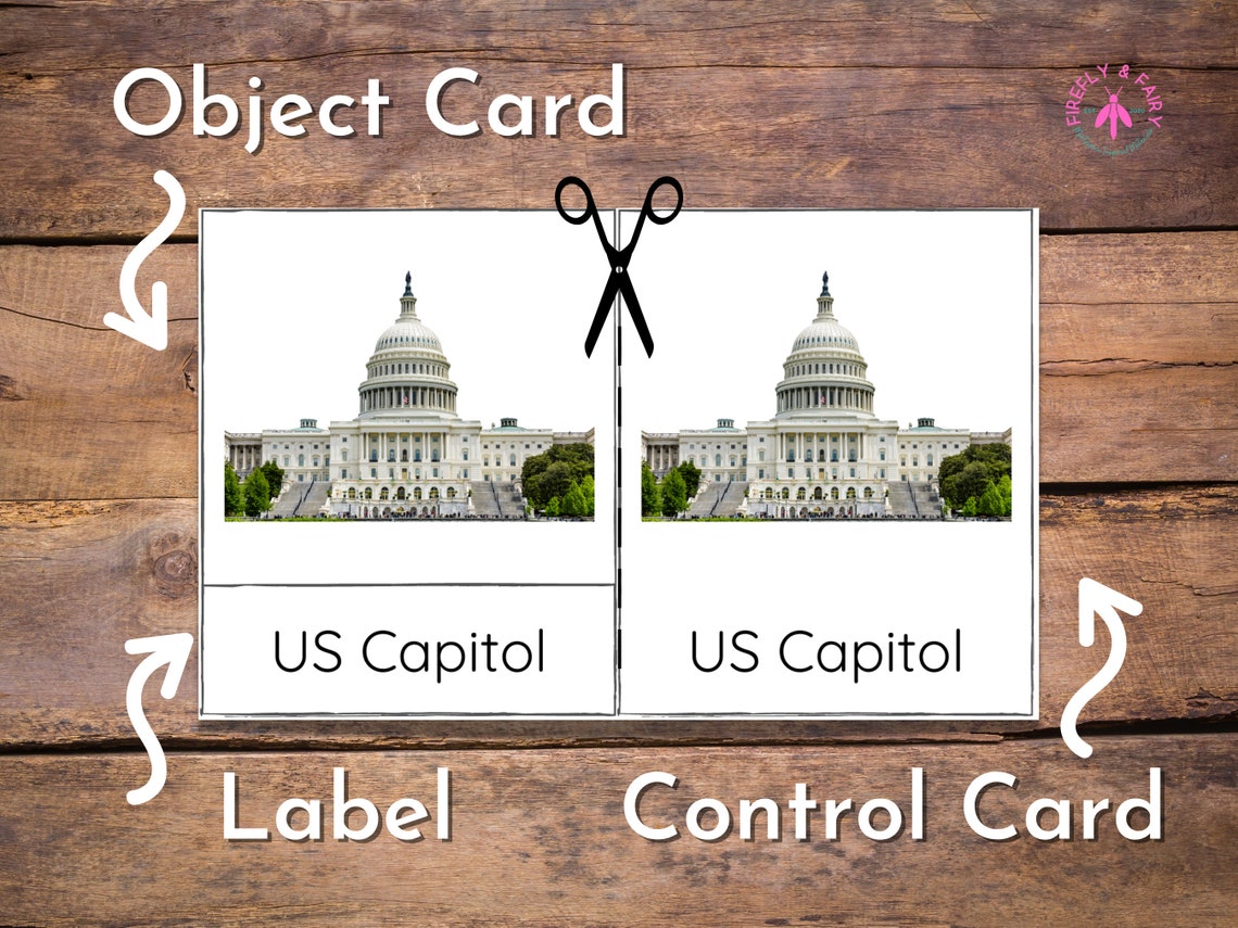 US Landmarks & Symbols Montessori Nomenclature 3-part Cards Social ...
