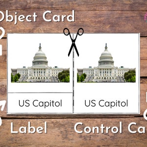US Landmarks & Symbols Montessori Nomenclature 3-part Cards Social ...