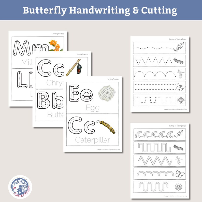 Butterfly Handwriting Practice Cutting Practice Preschool Kit / Guided ...
