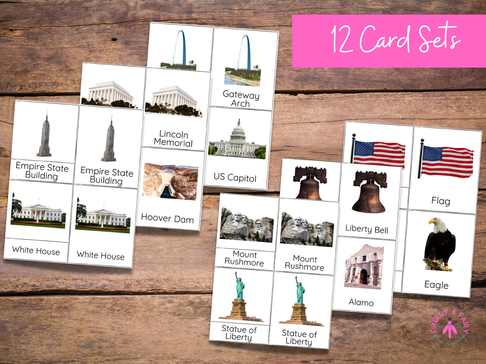 US Landmarks & Symbols Montessori Nomenclature 3-part Cards Social ...