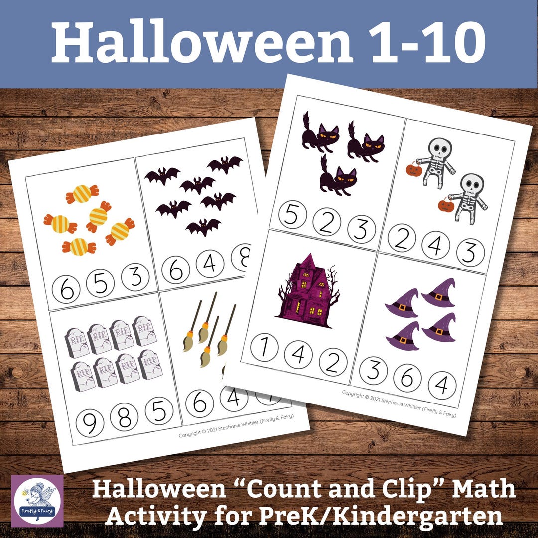 Halloween Math Activity / Count & Clip Math Cards 1 - 10 / Hands-on ...