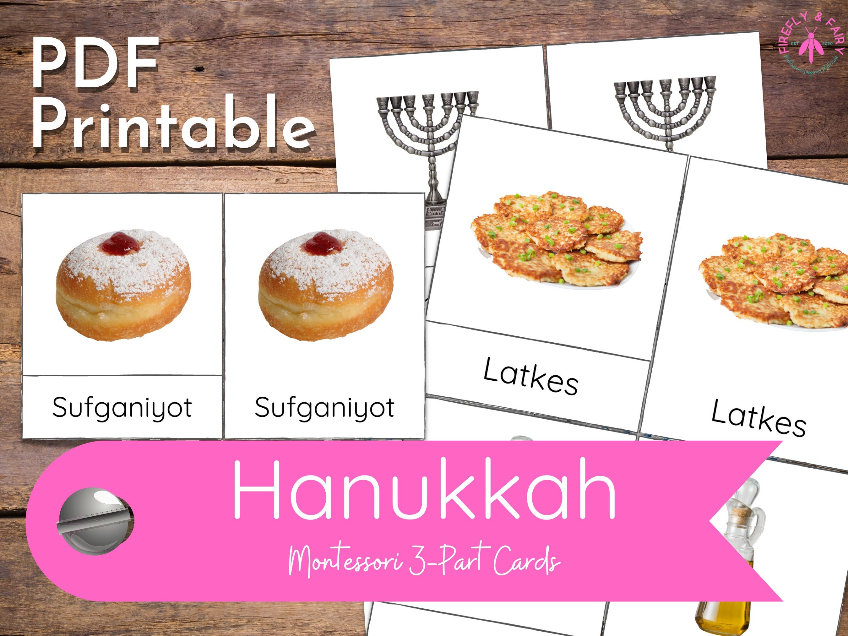 Hanukkah Festival of Lights Montessori Nomenclature 3-part Cards ...