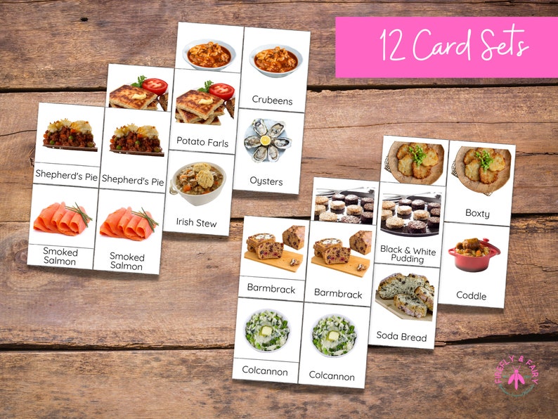 Foods of Ireland Montessori 3-part Cards Vocabulary Flashcard Activity ...