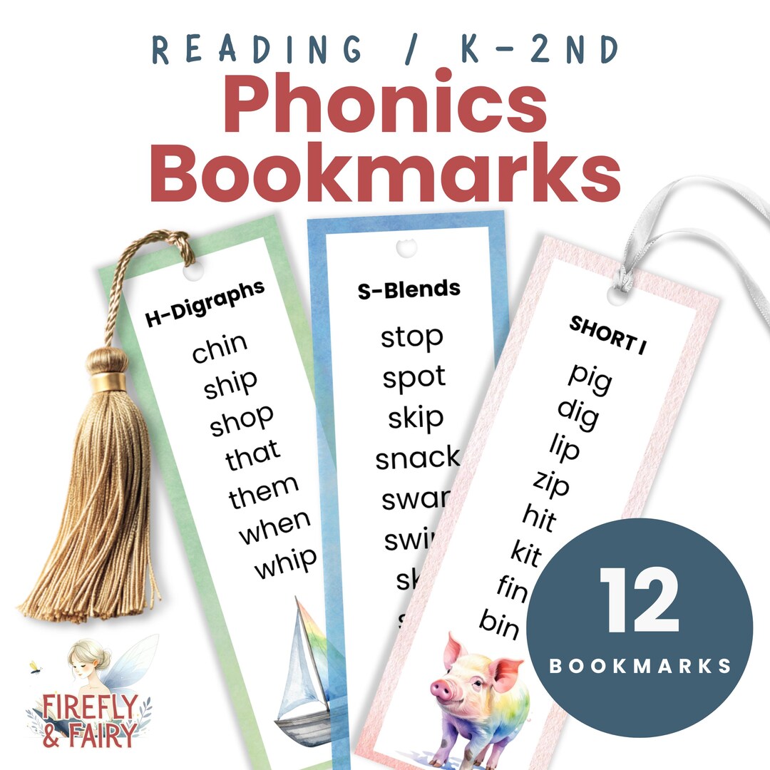 Montessori Phonics Bookmarks: 12 CVC Digraph Bookmarks / Reading Help K ...