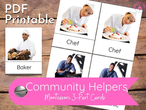 Community Helpers Montessori Culture 3 Part Cards Kindergarten | Etsy