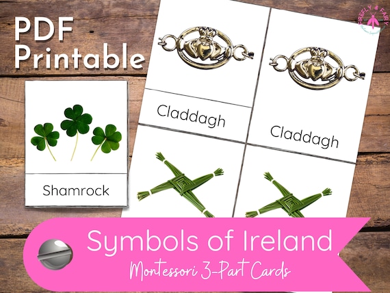 National Symbols of Ireland Montessori 3-part Cards Vocabulary | Etsy