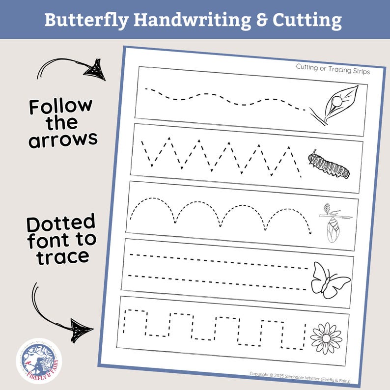 Butterfly Kids Handwriting Practice, Fine Motor Skills Cutting Practice ...