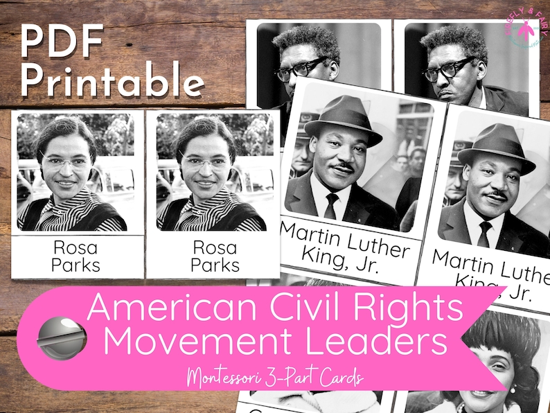 Civil Rights Movement Leaders Montessori Culture 3 Part Cards Black ...
