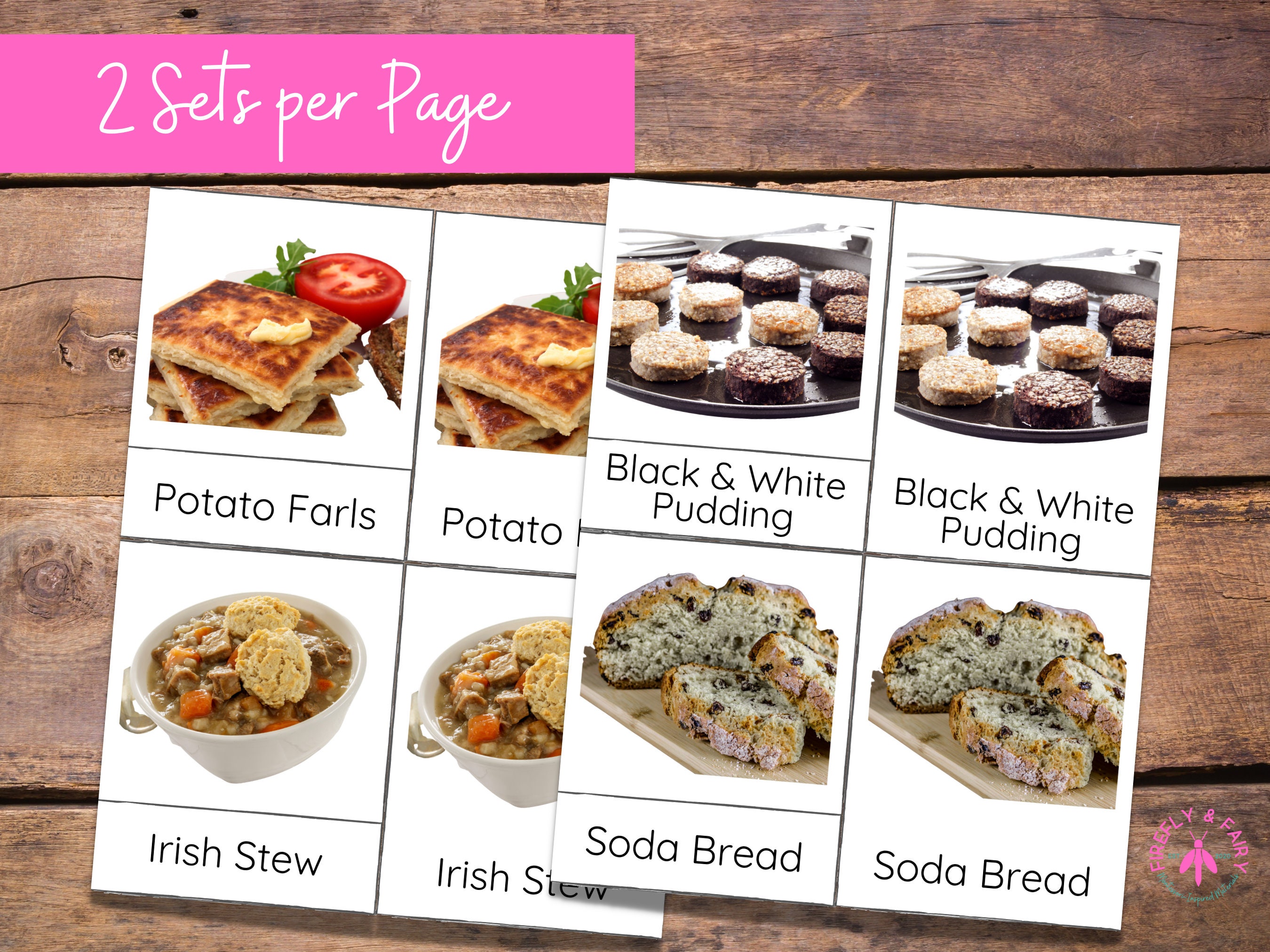 Foods of Ireland Montessori 3-part Cards Vocabulary Flashcard Activity ...