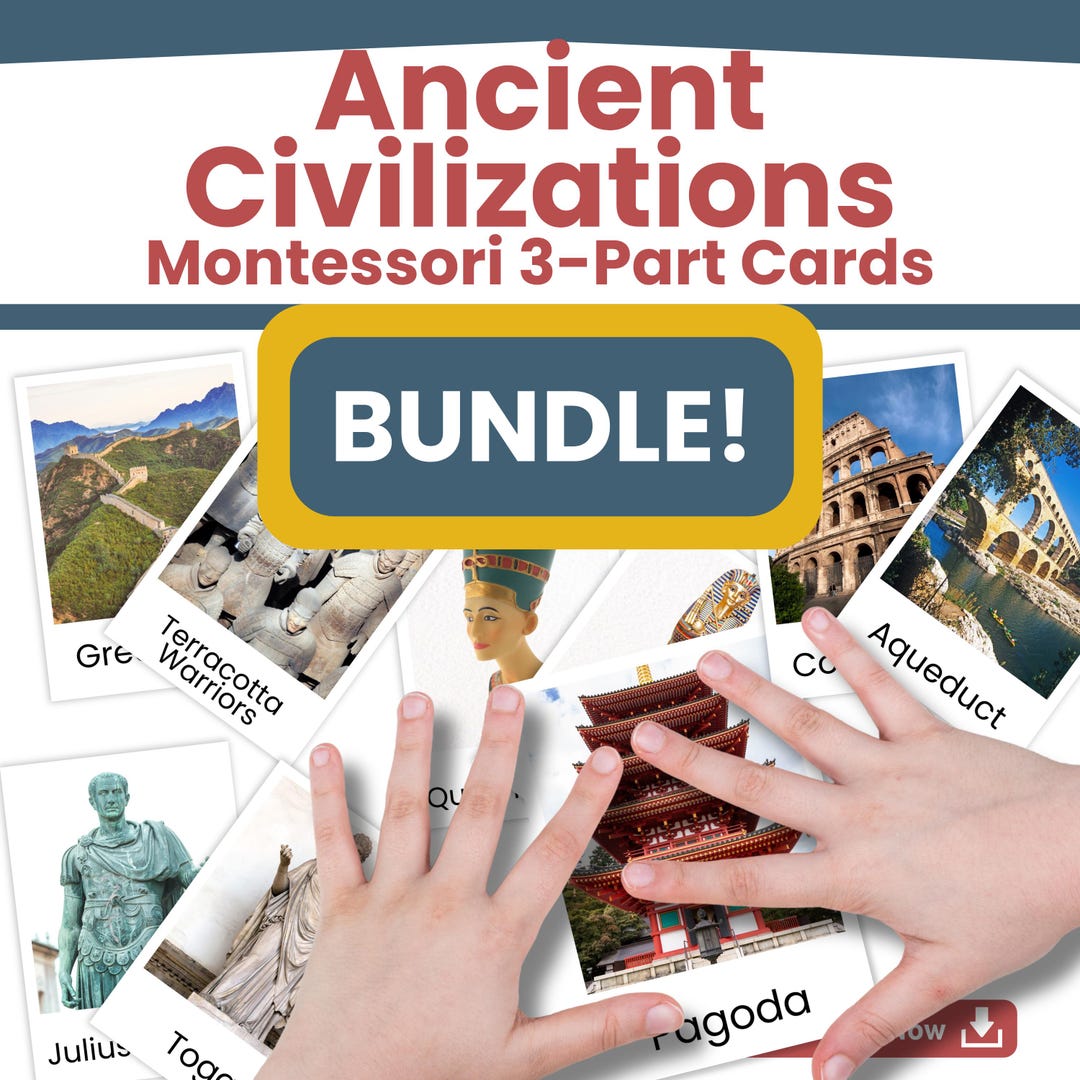 Ancient History Montessori BUNDLE 3-part Cards & Bookmark | Ancient ...