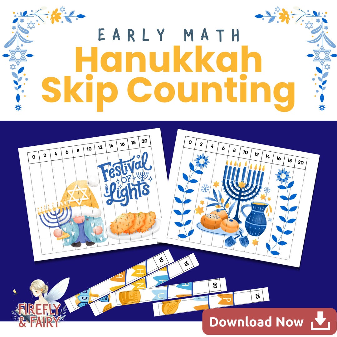 Hanukkah Skip Counting Puzzles (1s, 2s, 5s, 10s) | Printable Math ...